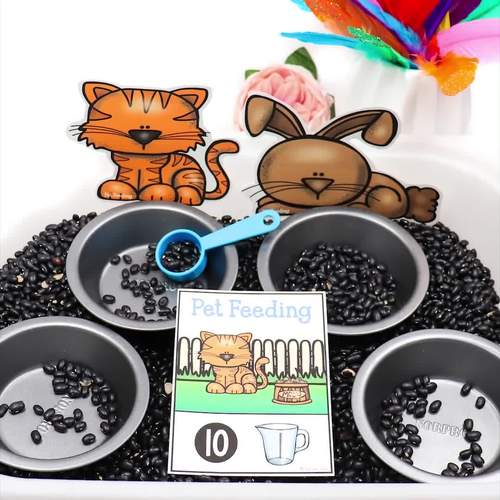 Pet Counting Activity for the Sensory Bin - Pet Math Center Counting ...