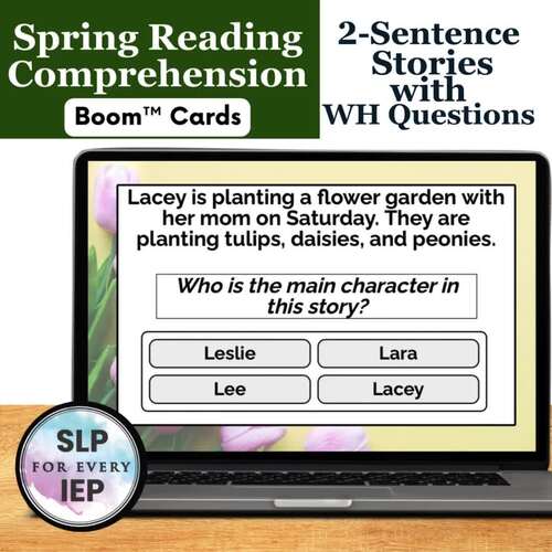 Spring 2-sentence Reading Comprehension Stories with WH Questions-Boom ...