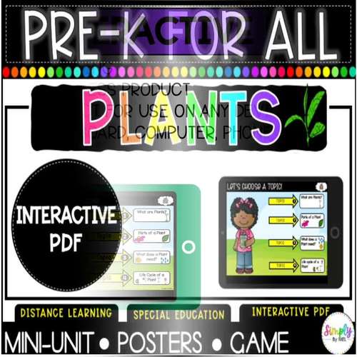 Plants Unit | Special Education l Interactive PDF l PREK FOR ALL