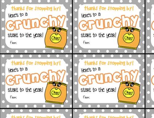 Cute Bag of Chips Open House Gift Tag- Thanks for stopping by! Here's ...