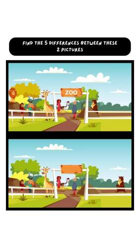 Spot the Difference Picture Puzzle-Visual Perception Skill-Worksheets