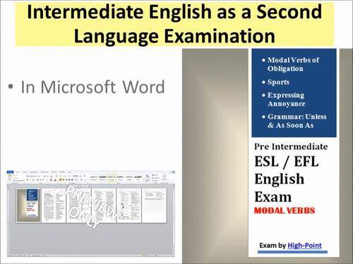 Upper High School Pre Intermediate ESL / EFL English Exam Modal Verbs ...