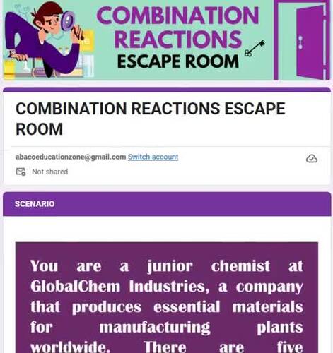 Combination Reactions Escape Room | A Chemical Reactions Activity