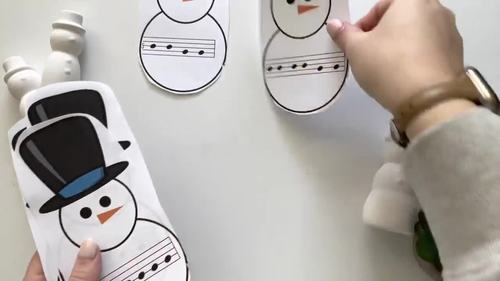 Sol Mi Solfege Matching Snowmen Game for Winter Elementary Music Lessons