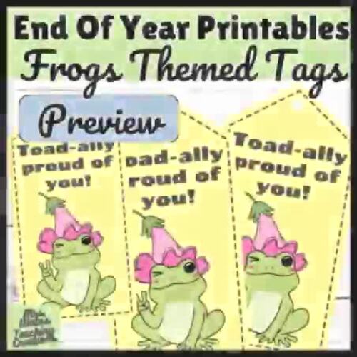 End of Year Gift Tags for Students | Frog Themed Printable Treat Tags ...