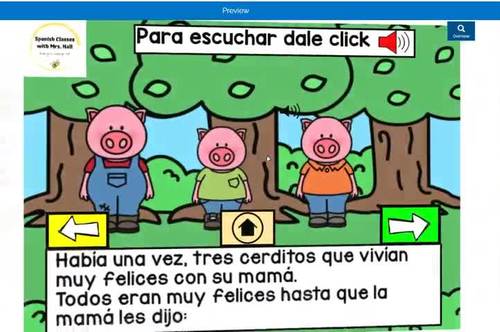 Three Little Pigs in Spanish * Los tres cerditos en BOOM CARDS