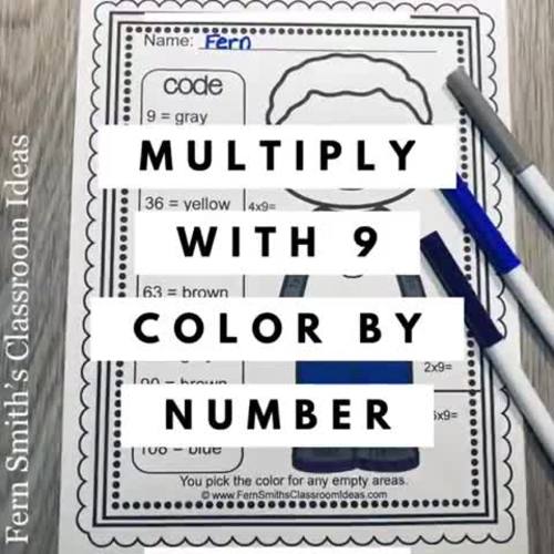 Multiply With 9 Color By Number by Fern Smith's Classroom Ideas | TPT