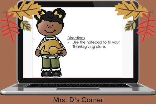 Thanksgiving Plate Digital Activity | Distance Learning by Mrs Ds Corner