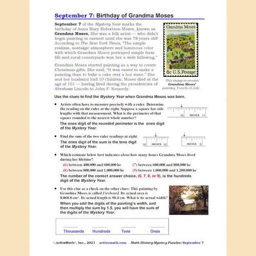 Mini Lesson Sampler B of MATH HISTORY-MYSTERY PUZZLES | Review for ...