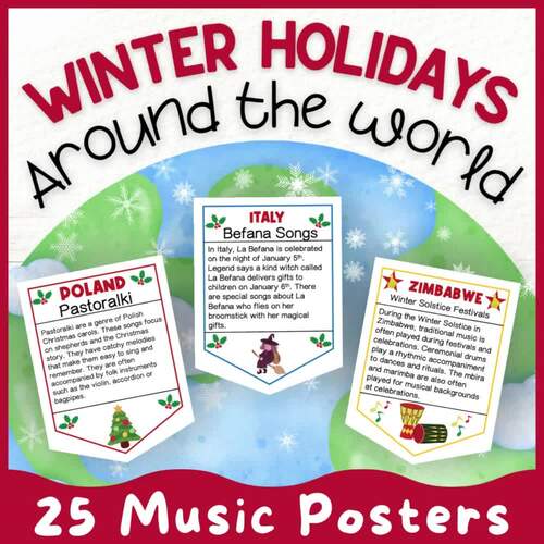 Winter Holidays Christmas Around the World Music Traditions Posters Decor