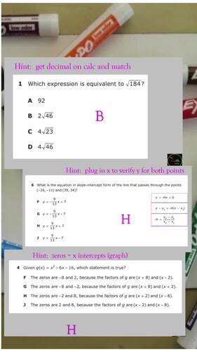 Algebra I STAAR EOC Review No Prep Practice Activity 2021 (with HINTS ...