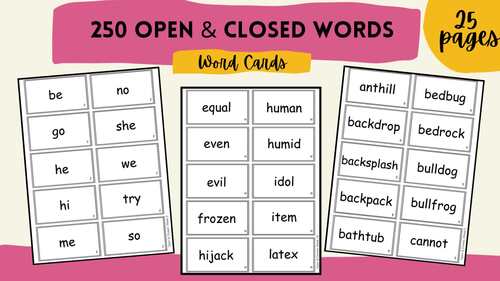 Open & Closed 2 Syllables | 25 Weeks | Cards + Easy Progress Monitoring ...