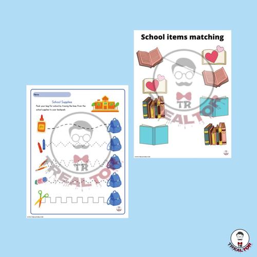 Back To School Matching Items Activities Kindergarten Pdf and Easel by TpT
