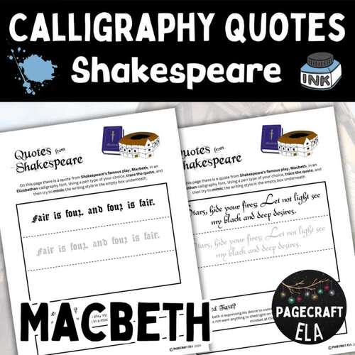 Macbeth Calligraphy Quotes with Fast Finisher Thinking Questions