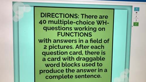SPEECH THERAPY BOOM CARDS™: FUNCTIONS Multiple Choice WH- Questions ...