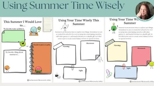 Summer Time Management Graphic Organizer for Self Awareness, Using Time ...