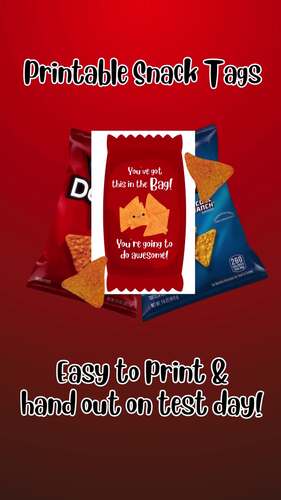 Testing Day Snack Tag, Classroom Treat Tag, Nacho Cheese Chips, Doritos ...