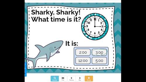 Shark Telling Time to the Hour Boom Digital Task Cards by The 4x6 Store