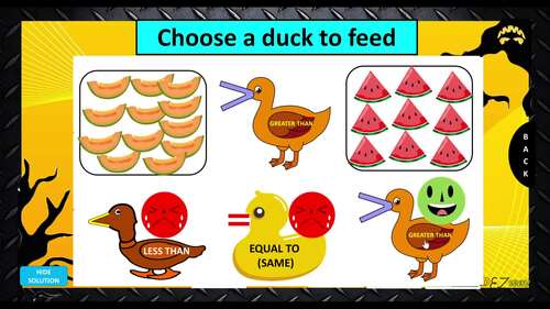 Math Game Comparing Numbers using Greater Than Less Than and Equal To ...