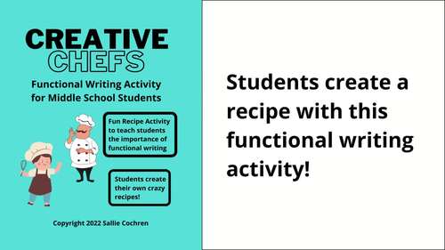 Creative Chefs Functional Writing Activity for Middle School Students