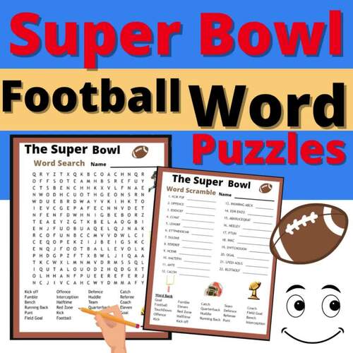 Super Bowl Word Search Football Puzzles Vocabulary Activity No Prep Fun ...