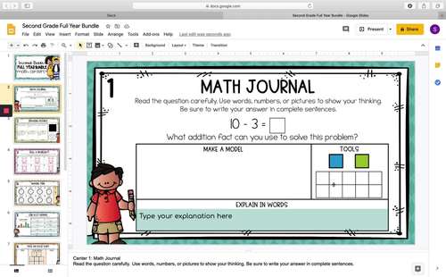 Math Center BUNDLE for Second Grade GOOGLE Classroom Digital Resource