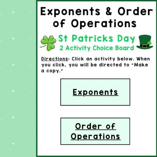 Exponents Order of Operations | St Patrick's Day | Math Mystery Digital ...