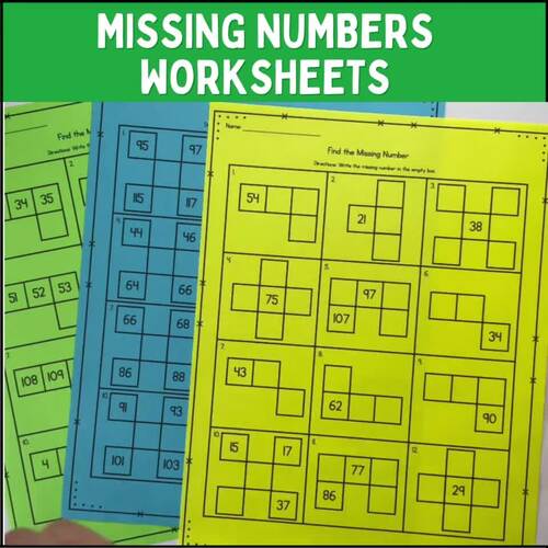 Fill in the Missing Number Activity - Writing Missing Numbers ...