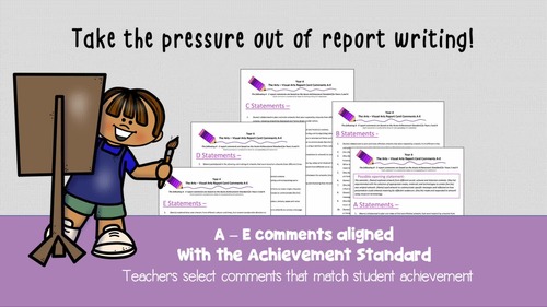 Australian Curriculum Year 4 Visual Arts Report Card Comments and Criteria