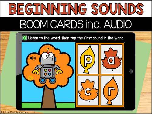 Fall Beginning Letter Sounds Boom Cards | Kindergarten Literacy Digital ...