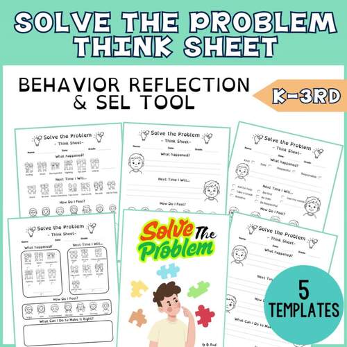 Editable Solve the Problem Think Sheet | Behavior Reflection & SEL Tool ...