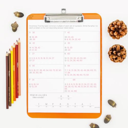 Least Common Multiple Riddle Activity 5th 6th Grade by Mint for Math
