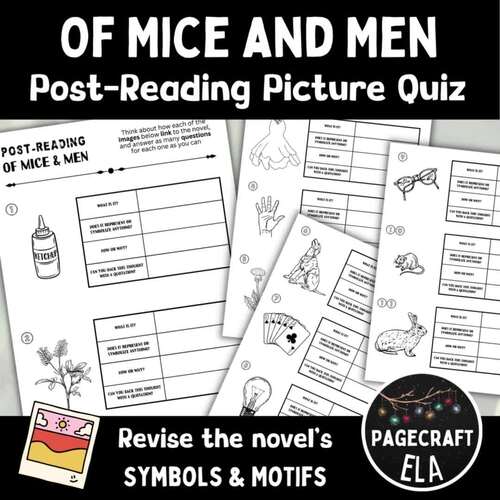 Of Mice and Men Printable Post-Reading Symbolism Quiz Revision Activity