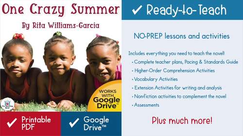 One Crazy Summer Novel Study Book Unit by The Teaching Bank | TPT