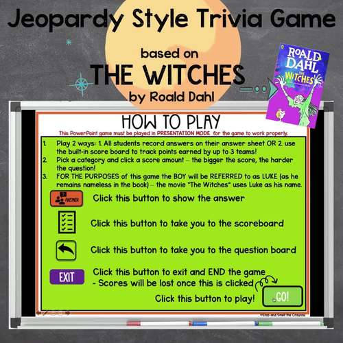 The Witches by Roald Dahl | Novel Study Activities | PowerPoint Games