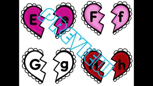 Heart Match Game Math and Literacy for Valentine's Day - Letter Number ...