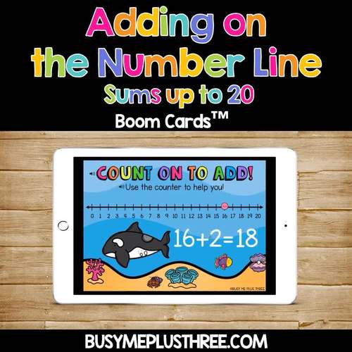 Adding Numbers on the Number Line Sums to 20 BOOM CARDS™ Digital ...