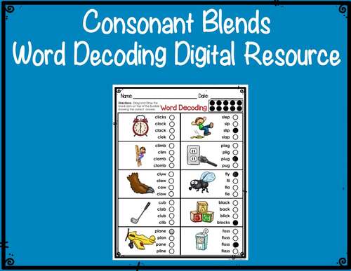 Digital Consonant Blends Word Decoding for Google Slides | TPT