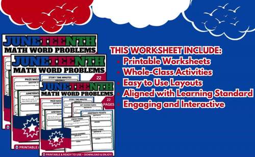 Juneteenth math word problems activities,2nd 3rd 4th 5th Grade | TPT
