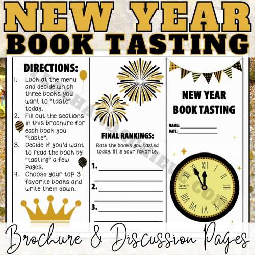 Book Tasting Trifold Brochure Handout & Discussion Pages - New Year Eve/Day