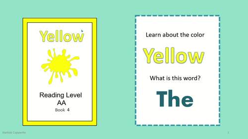 Early Reader Level AA Book 4 Yellow by Starkidz with Teacher Bel