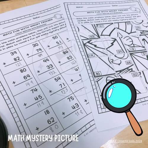 Math Mystery Picture 2-Digit Addition & Subtraction BUNDLE | TPT