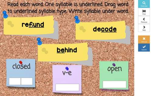 Boom Syllable Sort: Closed, V-E, Open by Schwa Sense | TpT