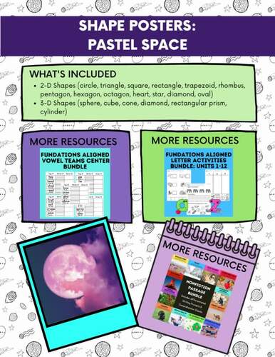 Pastel Space Themed Shape Posters (2-D & 3-D) by Ms Beh in K | TPT