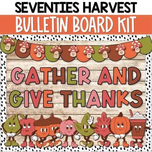 Retro Thanksgiving Bulletin Board Kit, Groovy Fall Bulletin Board Door ...