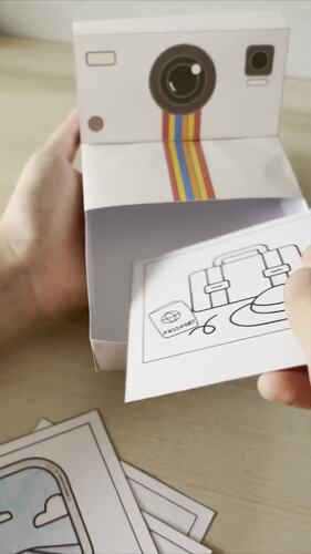 Polaroid Camera Paper craft for kids, Gift box, Paper toys, Camera template