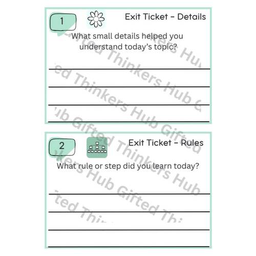 Depth & Complexity Exit Tickets | Critical Thinking Reflection Questions