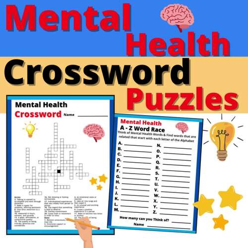 Mental Health SEL Crossword Puzzles Vocabulary Activity No Prep Morning