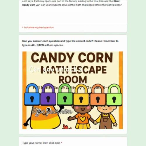 Candy Corn Math Escape Room | Fall Math Game Activity | Grades 3–5