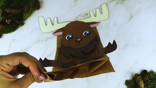 Moose Paper Bag Puppet Craft | Woodland Animal Printable for Preschool ...